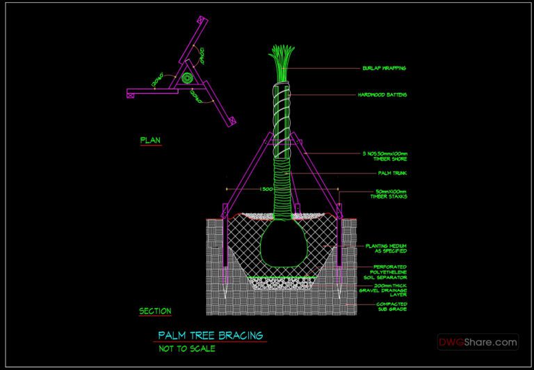 72.Autocad Drawing Of Palm Tree Bracing Details For Free Download
