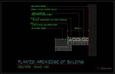 73.Autocad Drawing Of Planted Area Edge Details For Free Download