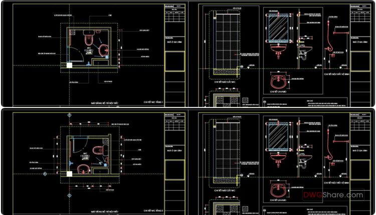 74.WC Layout Plan and elevations details AutoCAD drawing download ...