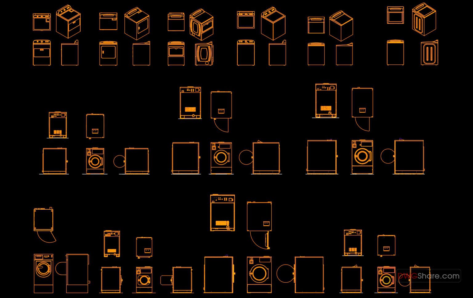 74.Washing Machine CAD Blocks
