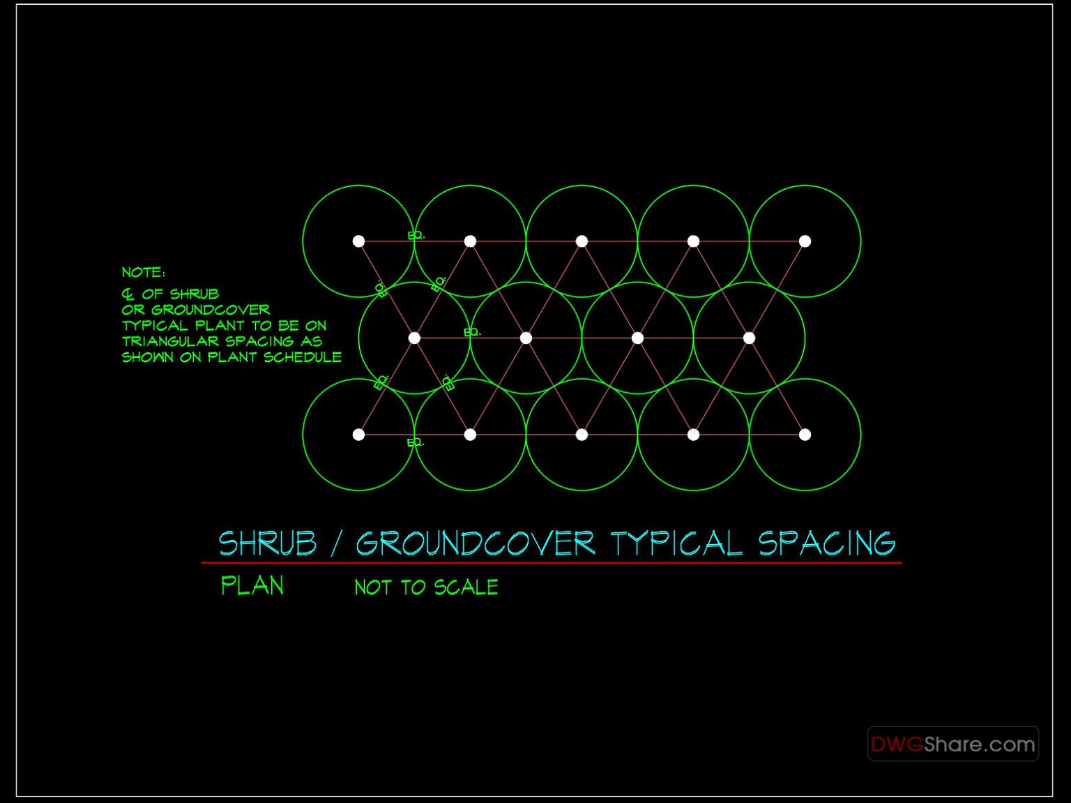 77.Autocad Drawing Of Shrub - Groundcover Typical Spacing For Free Download