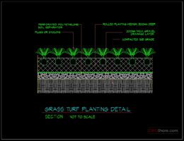 78.Autocad Drawing Of Grass Turf Planting Details For Free Download