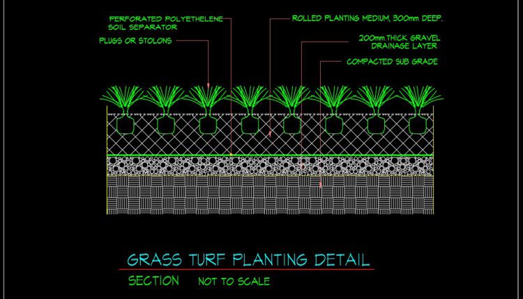 78.Autocad Drawing Of Grass Turf Planting Details For Free Download ...
