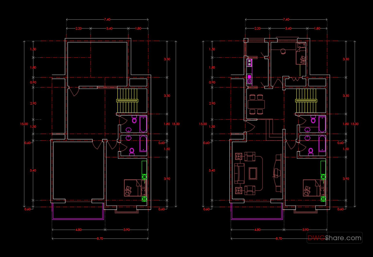 88.House Plan Design AutoCAD File Free download
