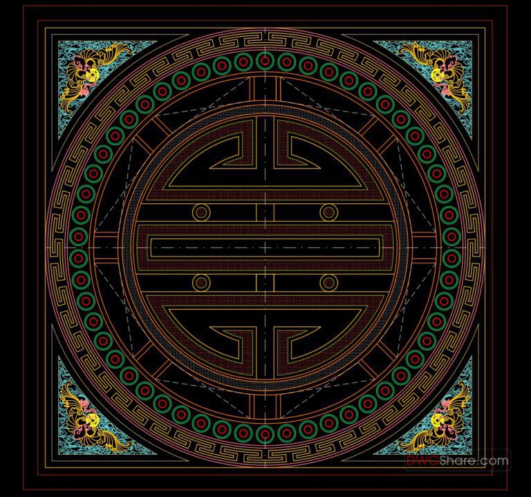 90.Asian Traditional Pattern AutoCAD Blocks Free Download