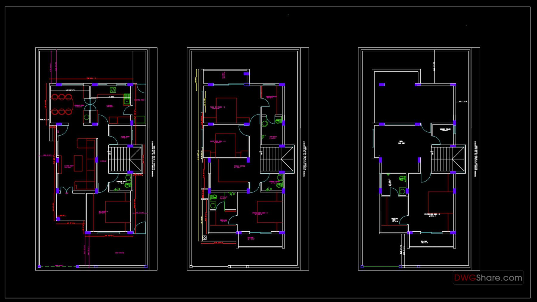 Bunglow Layout Plan and Elevation AutoCAD File Free Download