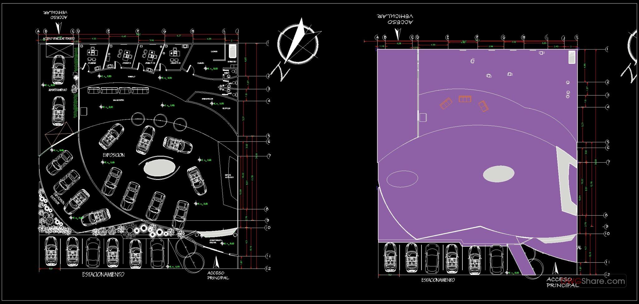 Cars exhibition free AutoCAD drawings