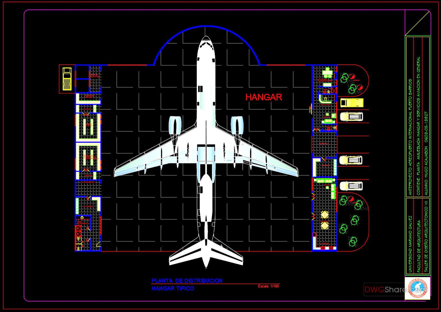 Hangar tipico free Autocad File DWG