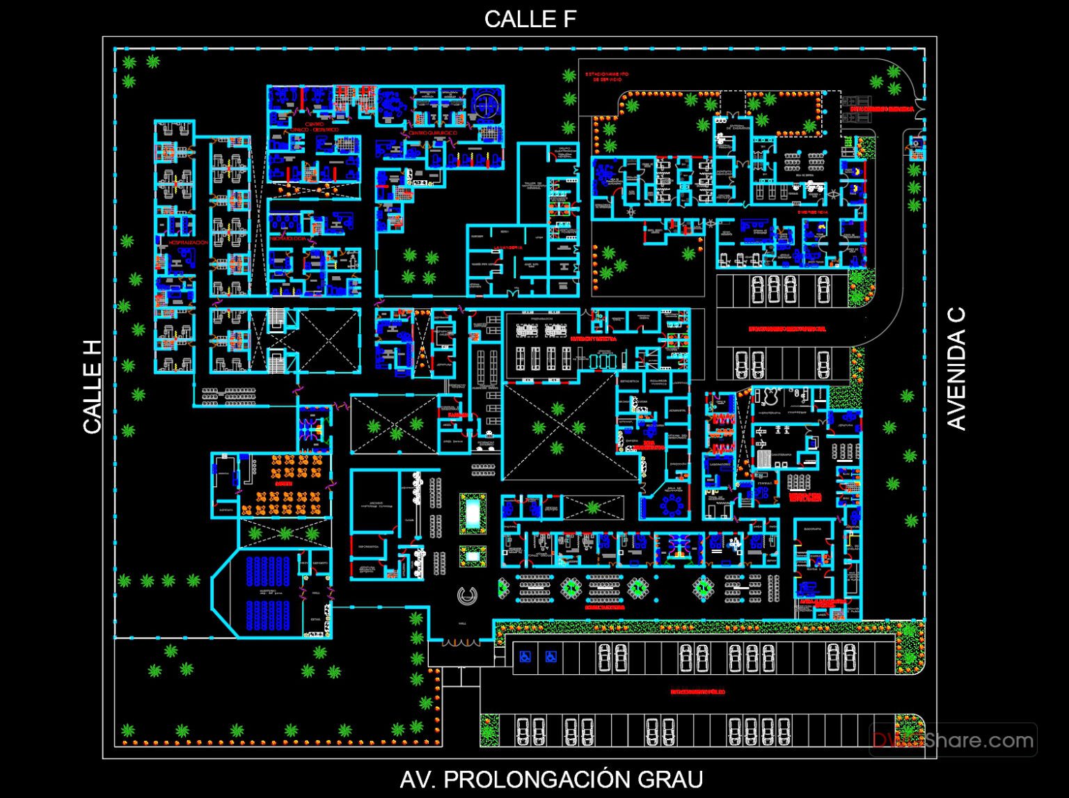 Hospital Architectural Plan AutoCAD File Free Download