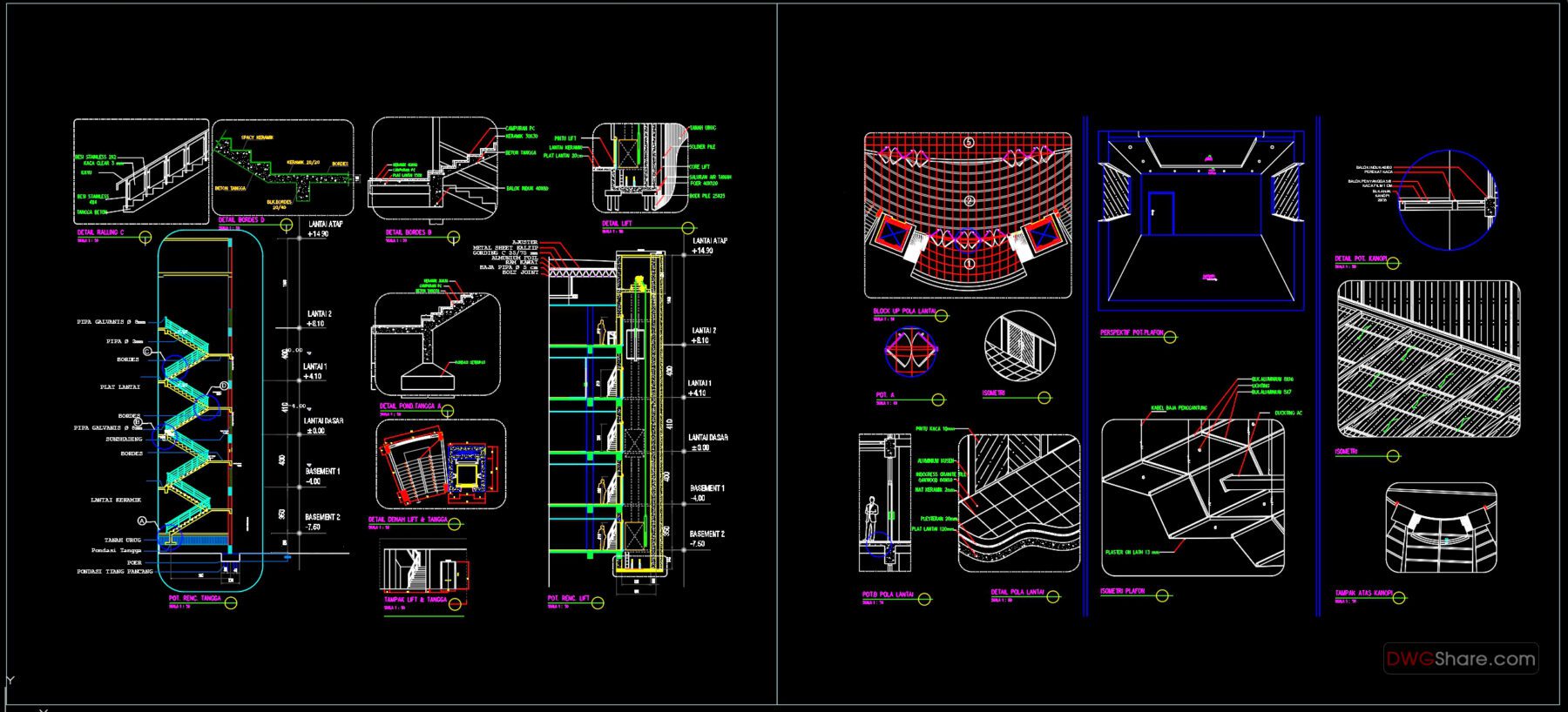 Performance room Details Autocad File Dwg