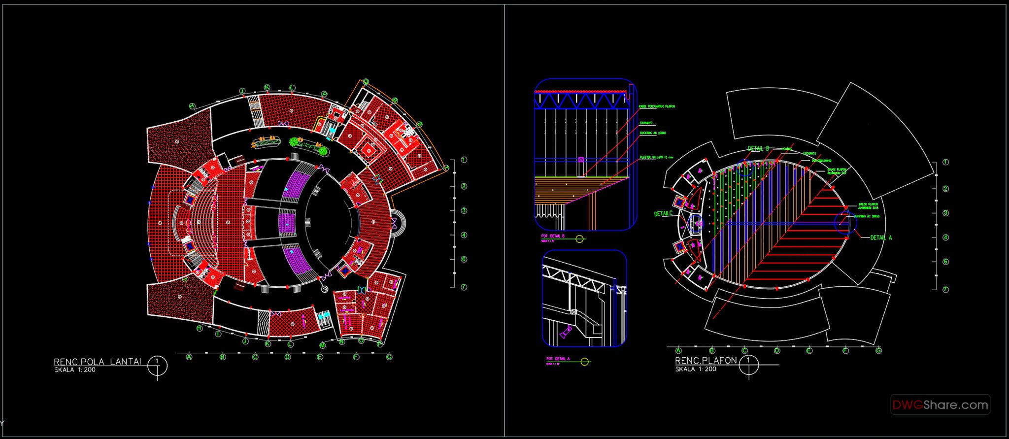 Performance room Details Autocad File Dwg