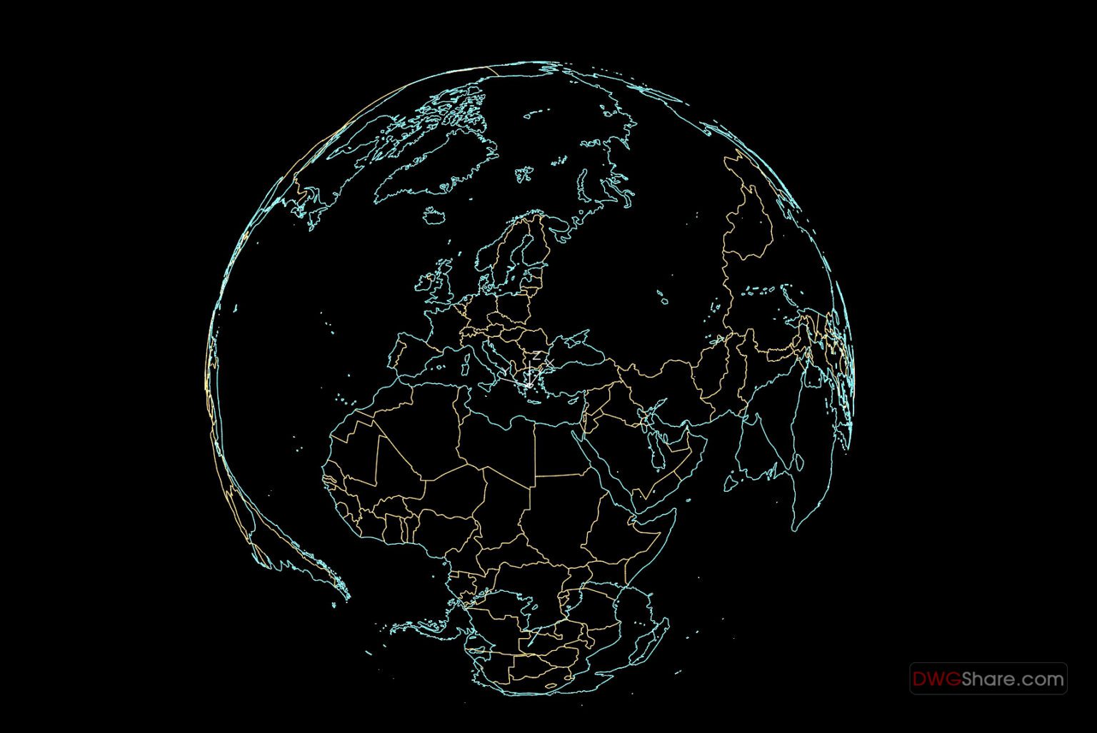 Worldmap 3D Map Free AutoCAD File Download