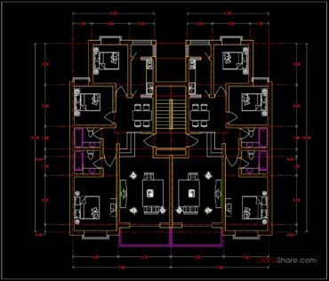 102.Apartment Plans AutoCAD File Free Download