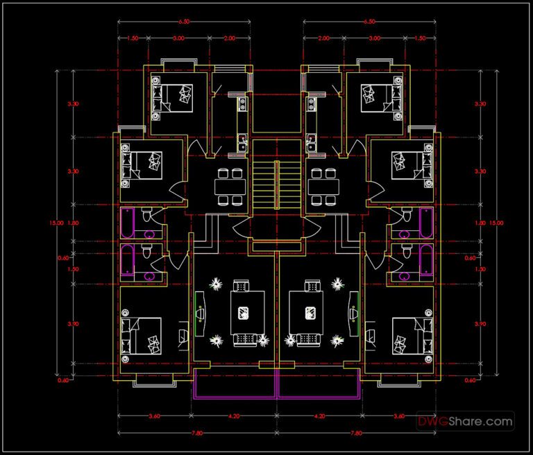 102.Apartment Plans AutoCAD File Free Download