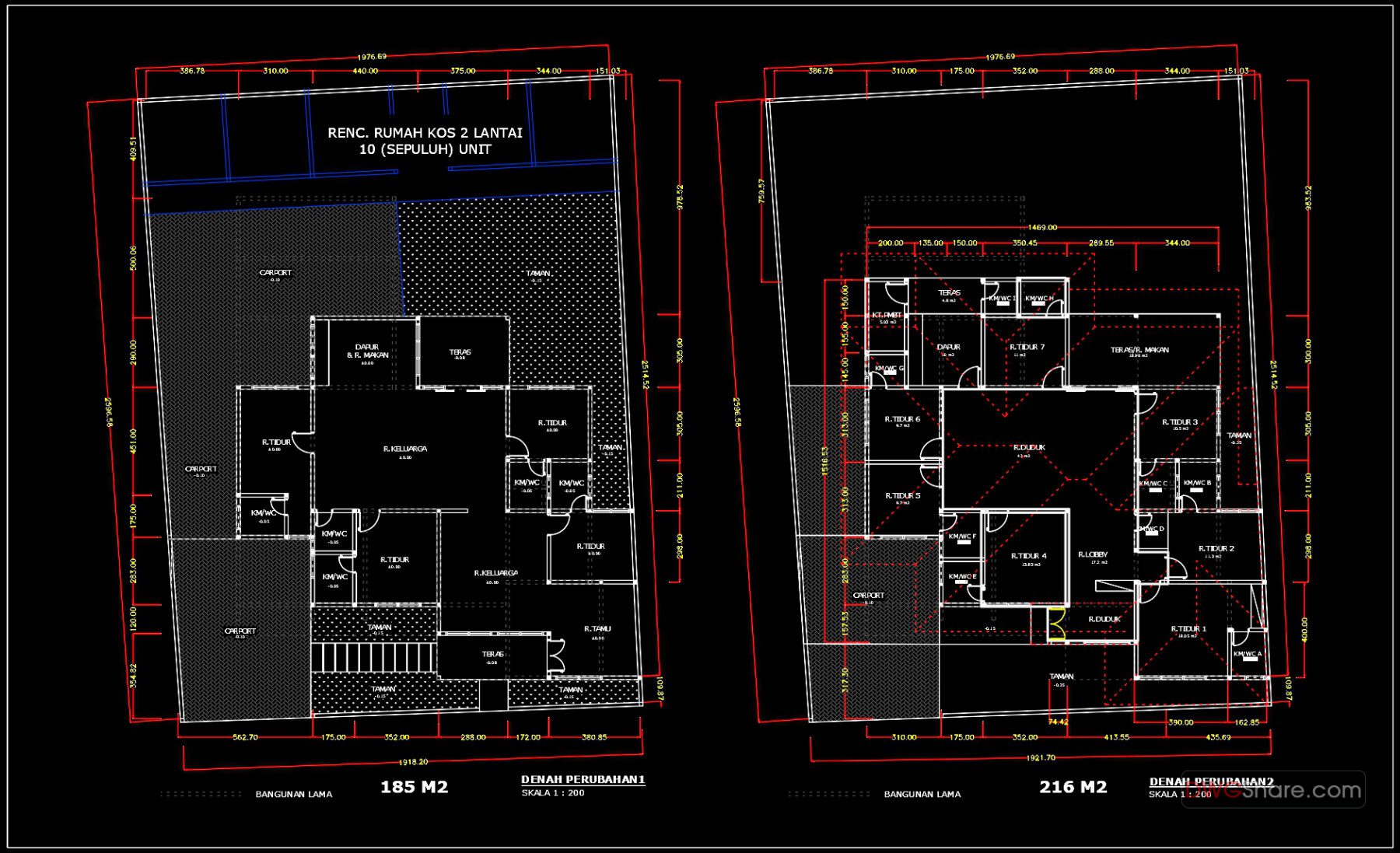 106.Autocad House Plan Free DWG Drawing Download 216m2