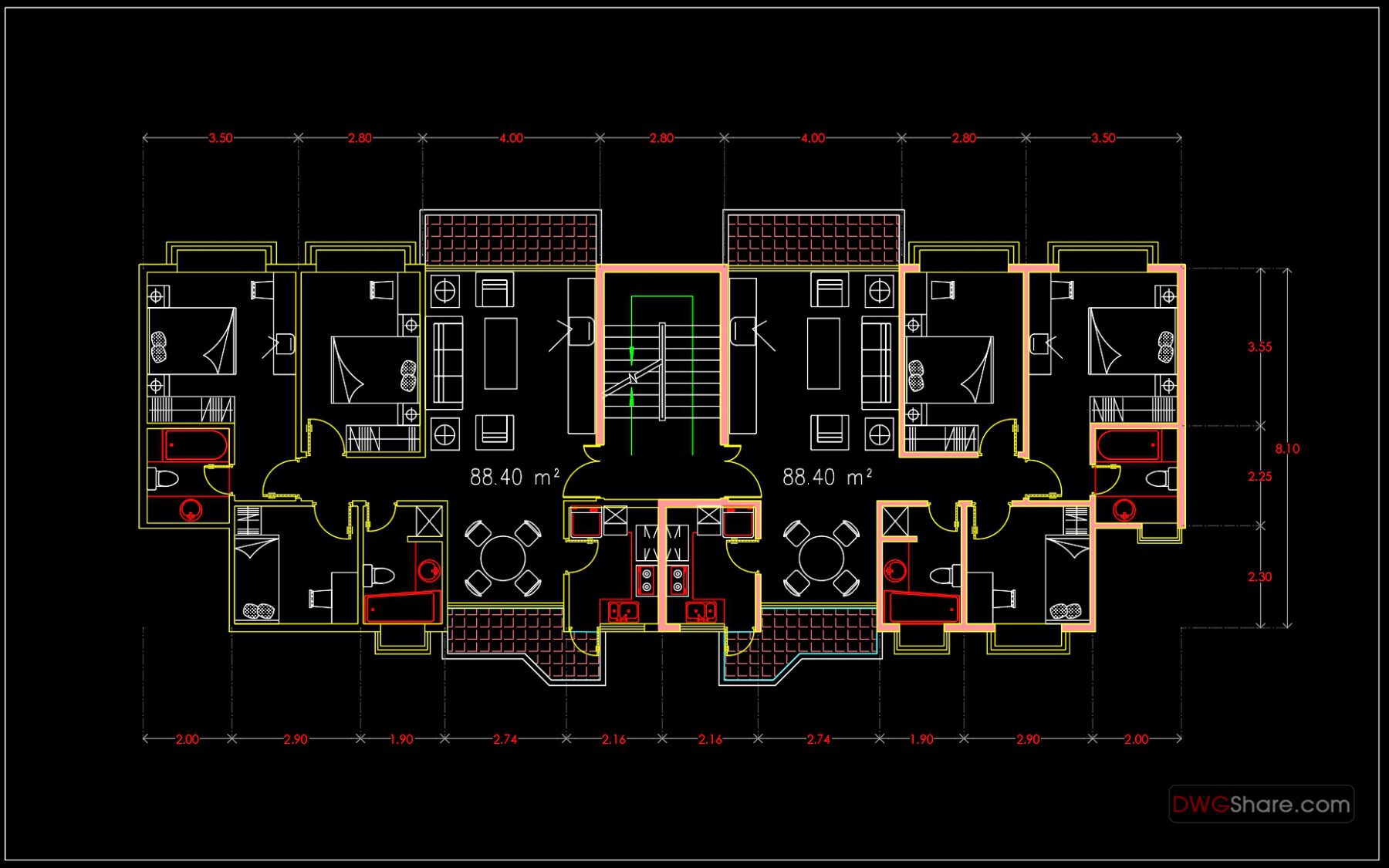 110.Apartment Plans AutoCAD File Free Download