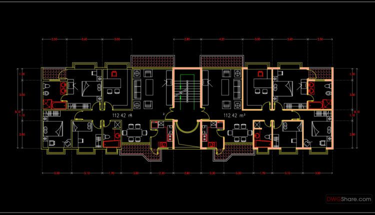 111.Apartment Plan AutoCAD File Free Download - Free Cad Blocks ...