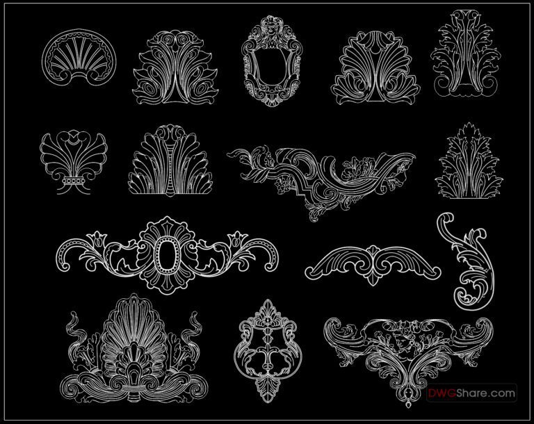 126.Carved cad block free dwg