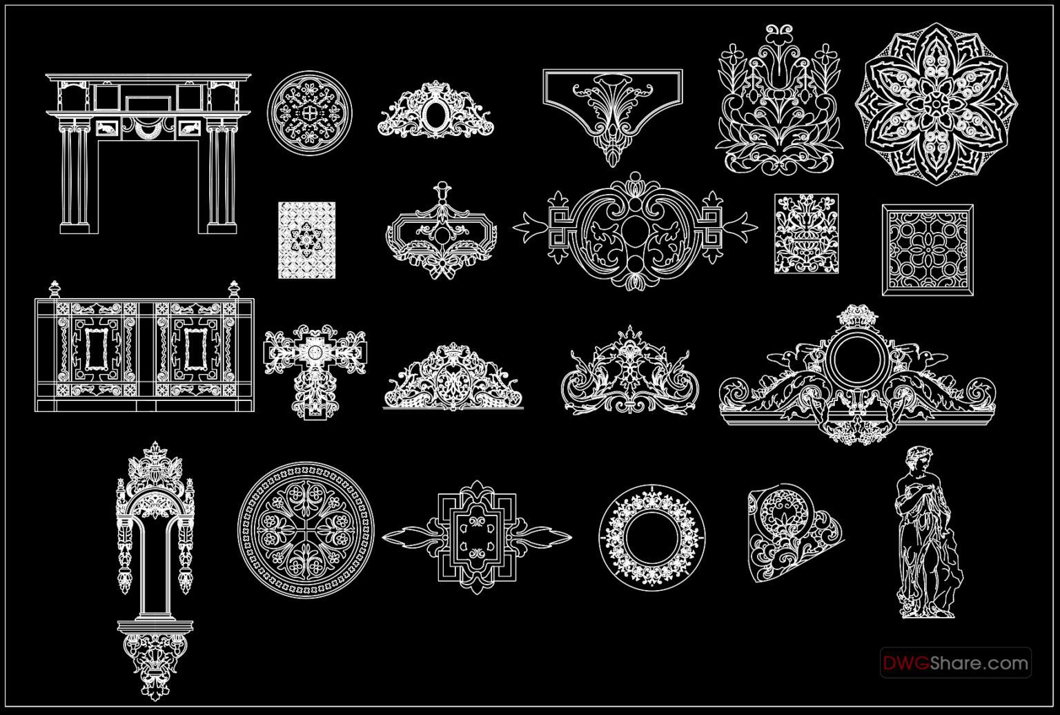 129.Neoclassical Style Decor CAD Design Elements
