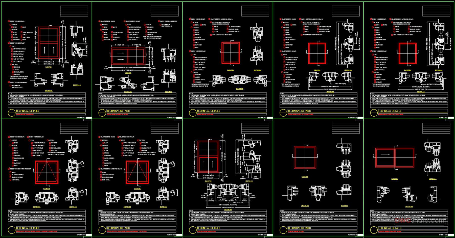 159.Details And Terms Of Typical Aluminum Windows In Autocad File