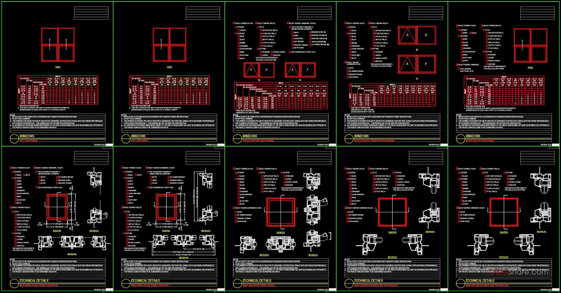 159.Details And Terms Of Typical Aluminum Windows In Autocad File