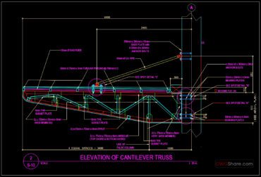 160.Details of cantilever truss In Autocad File