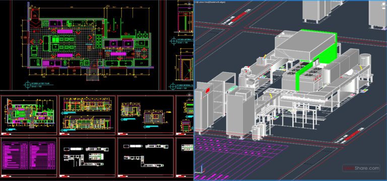 161.Details of Layout Design a Commercial Kitchen In Autocad File