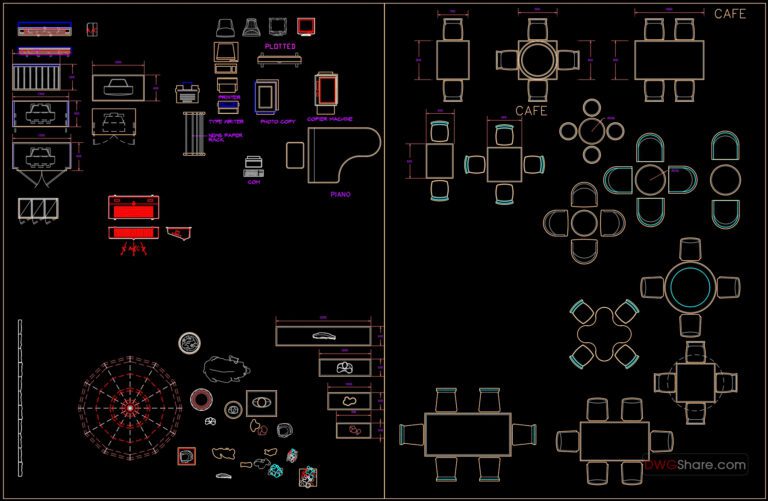 163.Dining tables and chairs Plan AutoCAD File Free Download