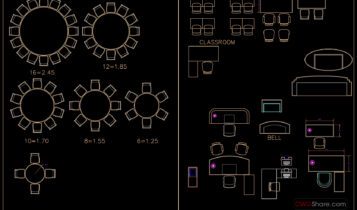 138. Free CAD Dining Table Detailed Drawing