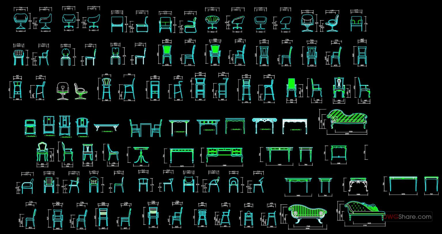 178.Chair cad block Free DWG and Block