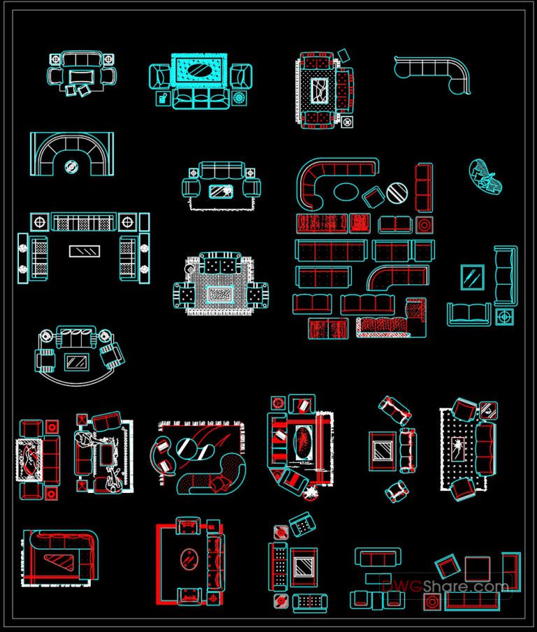 183.CAD Blocks Furniture for Bedroom Living room