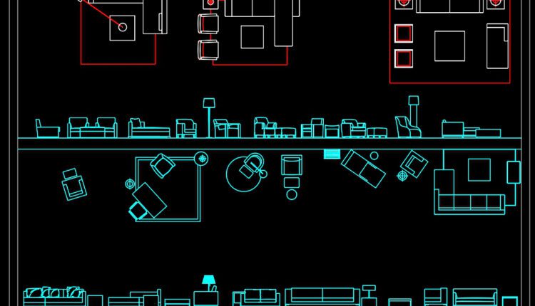 188.CAD Blocks Furniture for Living room - Free Cad Blocks, download ...