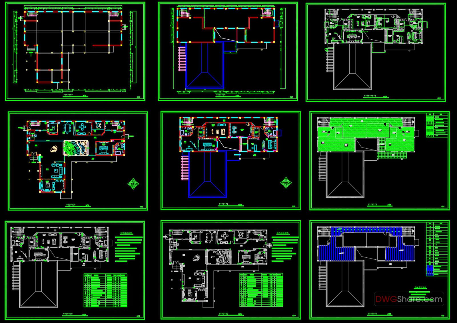 2-Story Classic Villa Plans Details AutoCAD File 23x31.6m - Free Cad ...