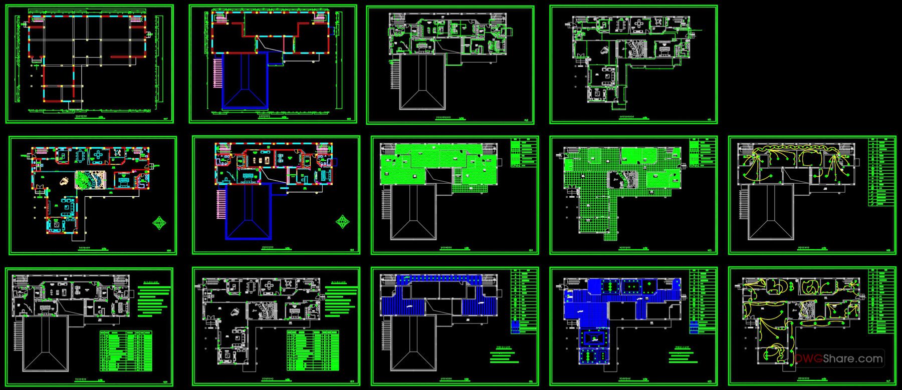2-Story Classic Villa Plans Details AutoCAD File 23x31.6m