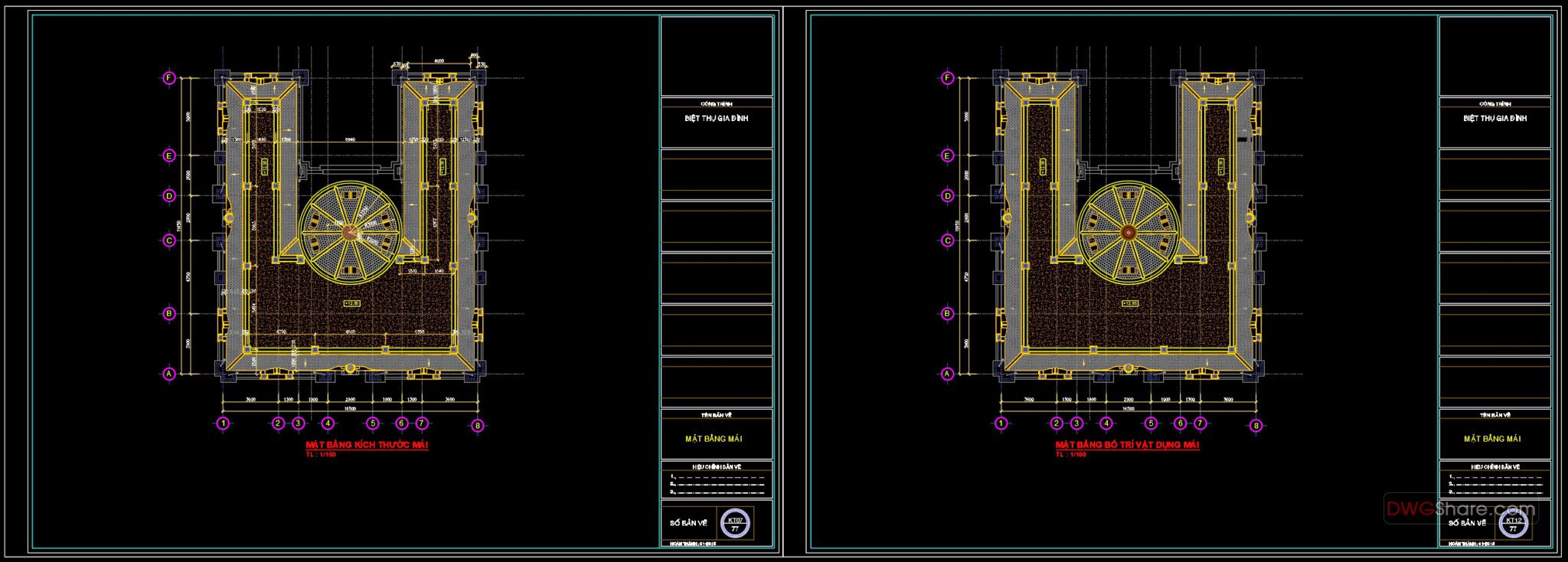 3-Story Classic Villa Plans Details AutoCAD File 16.5x19m