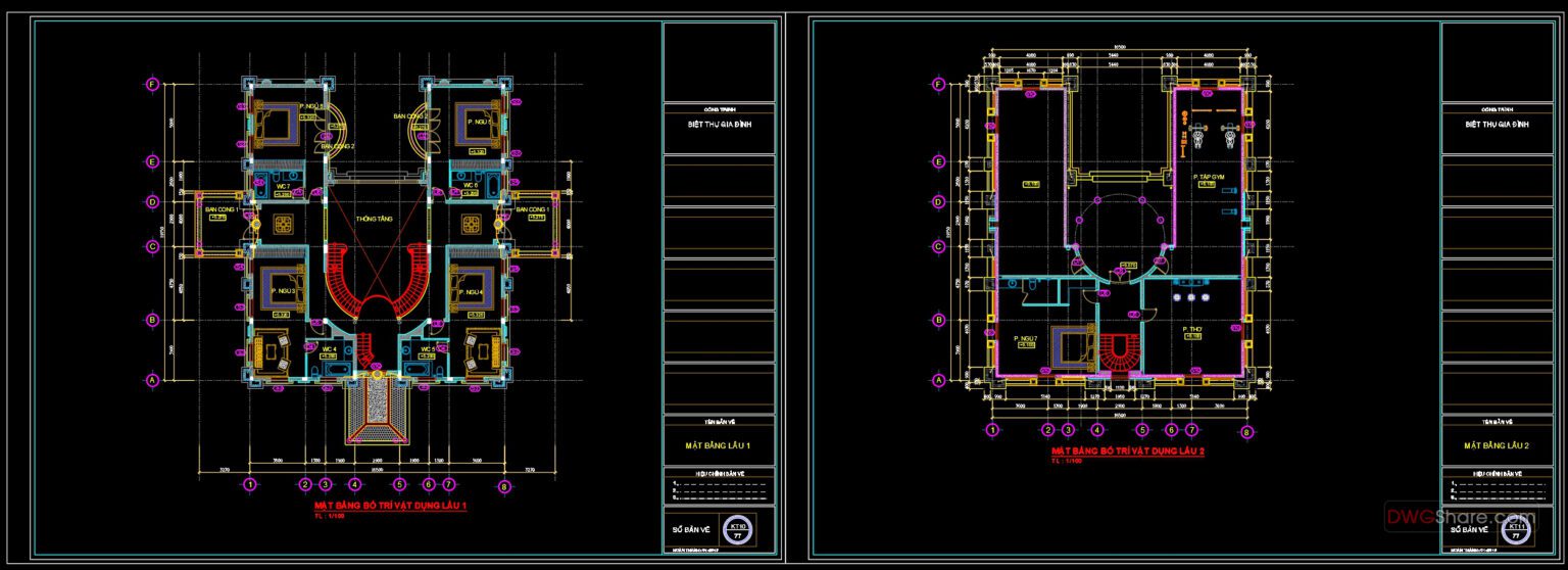 3-Story Classic Villa Plans Details AutoCAD File 16.5x19m