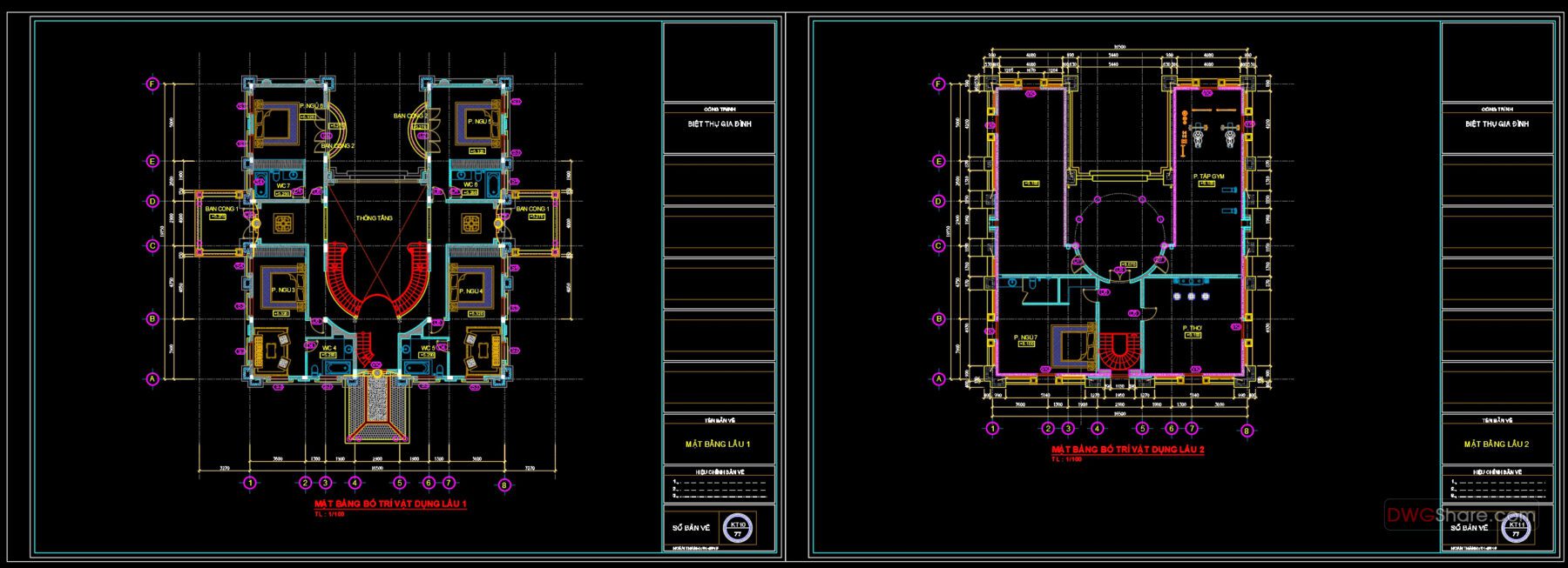 3-Story Classic Villa Plans Details AutoCAD File 16.5x19m
