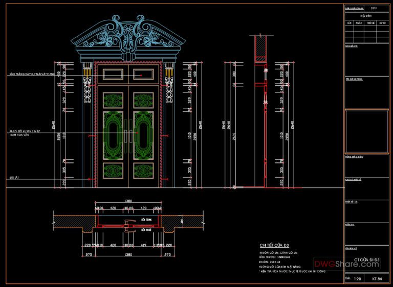 356.Free cad blocks Detail door DWG download