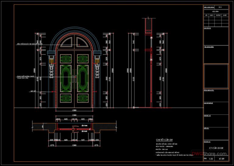 357.Free cad blocks Detail door DWG download