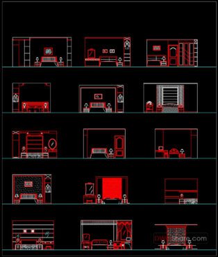 37.Beds front view AutoCAD blocks free download