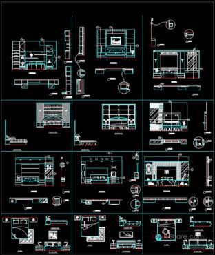 38.Beds front view AutoCAD blocks free download