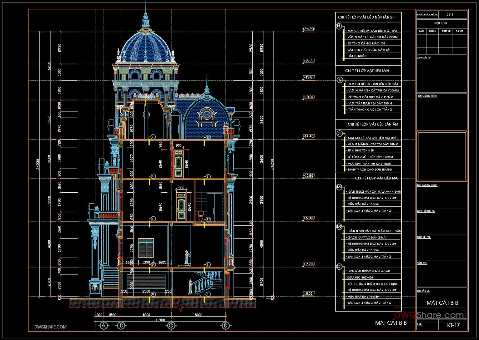 4 Stories House Sections Details AutoCAD File