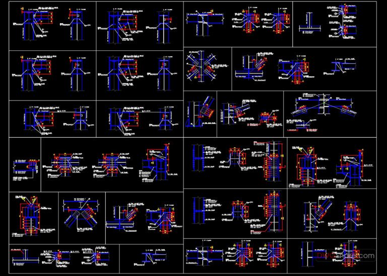 53.All Steel Connection Fabrication Types AutoCAD File Free Download
