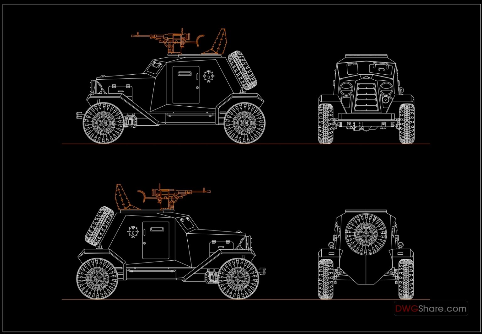 57.Military Vehicle Free AutoCAD File DWG