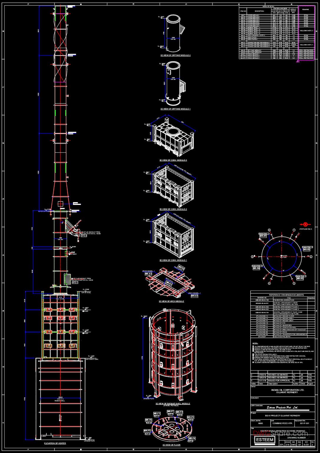60.Free Download of Heater Modularisation Scheme Autocad Drawing DWG
