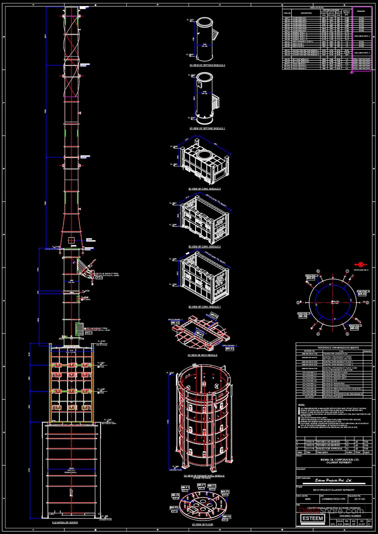 60.Free Download of Heater Modularisation Scheme Autocad Drawing DWG
