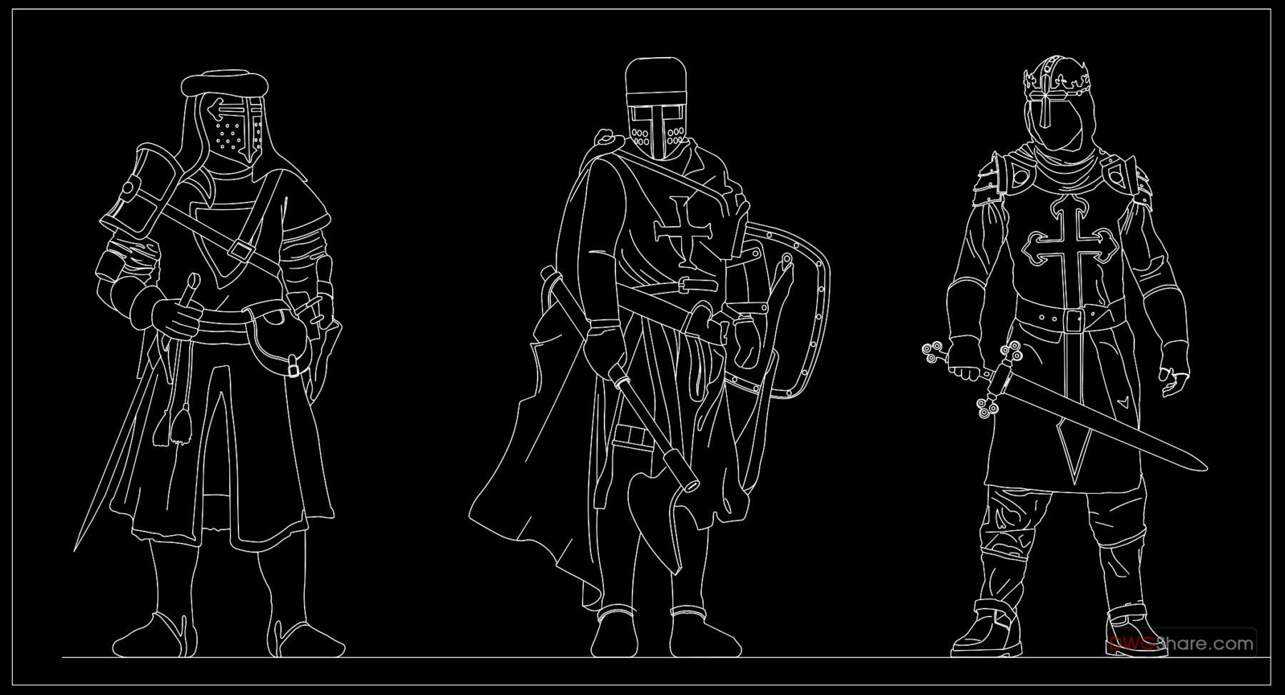 62.Medieval Knights free AutoCAD drawings