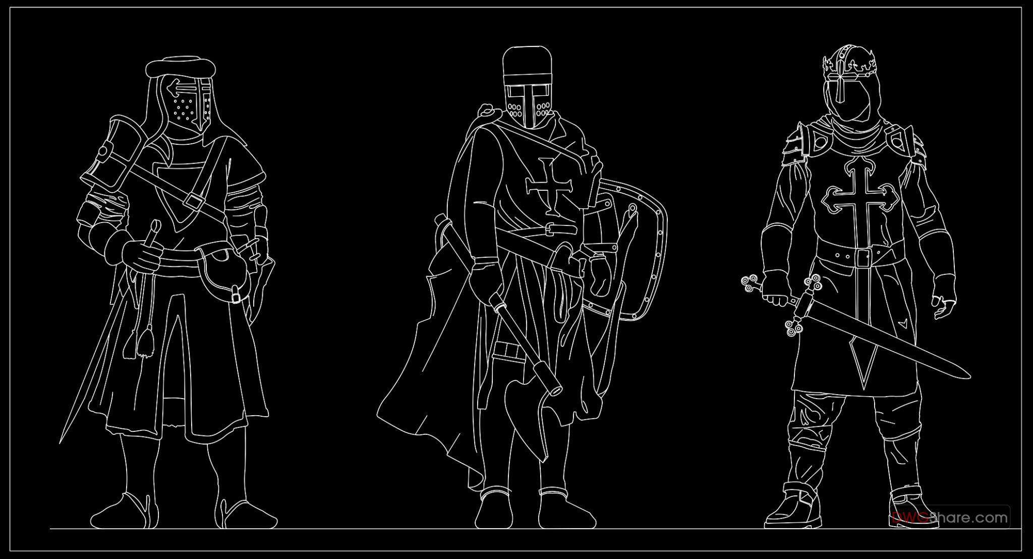 62.Medieval Knights free AutoCAD drawings