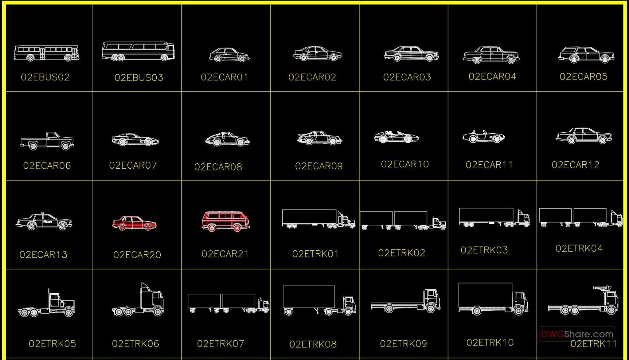 62.Vehicle in Elevation AutoCAD blocks free download
