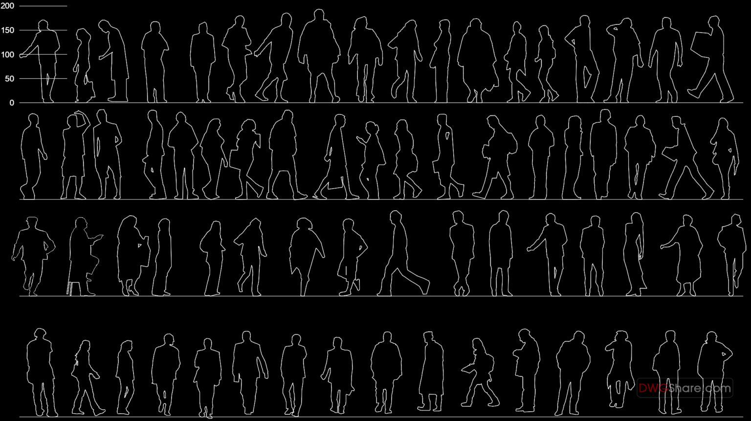 64.Blocks of different people free AutoCAD